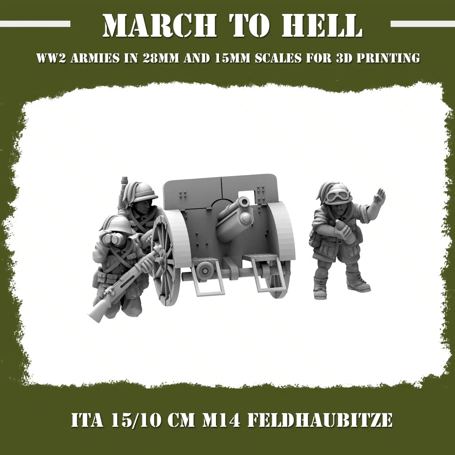 WW2 ITALIAN ARMY (BERSAGLIERI) M14 FELDHAUBITZE | 3DBreed 15mm Wargami ...