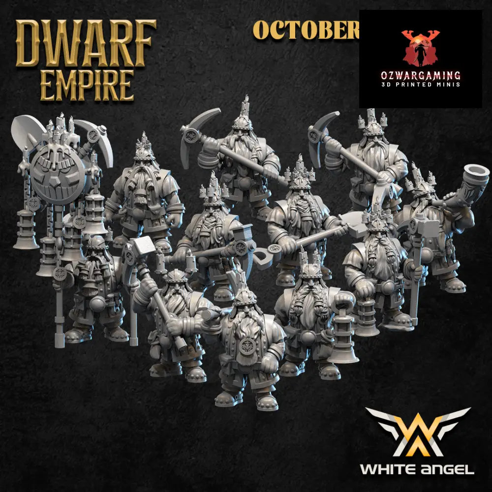 Dwarf Empire Miners Unit | White Angel 28/32mm Fantasy Wargaming Minia ...